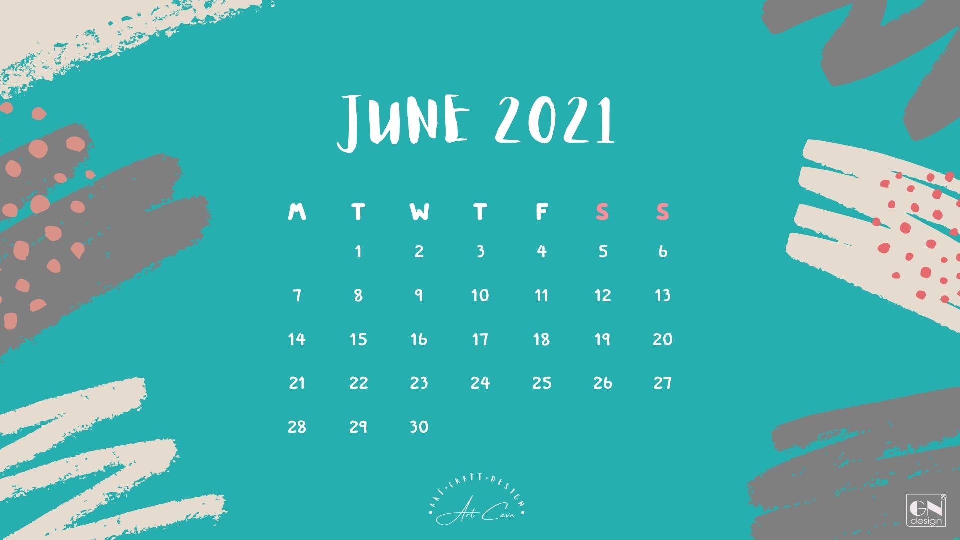 Desktop Calendar and monthly planner for June 2021 - free download